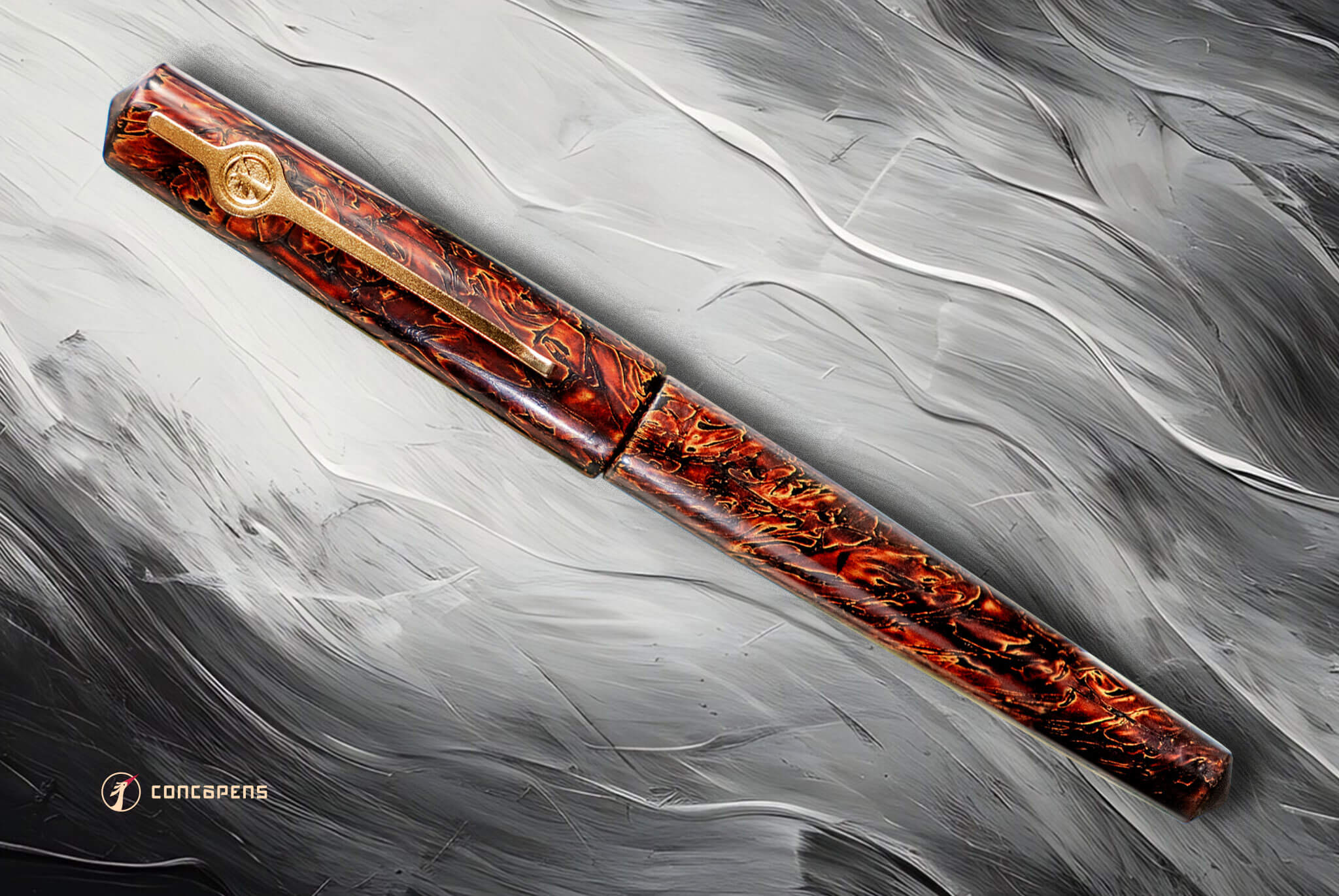 Vietnamese Lacquer Fountain Pen - Golden Brown - CONCOPENS - Artisanal ...